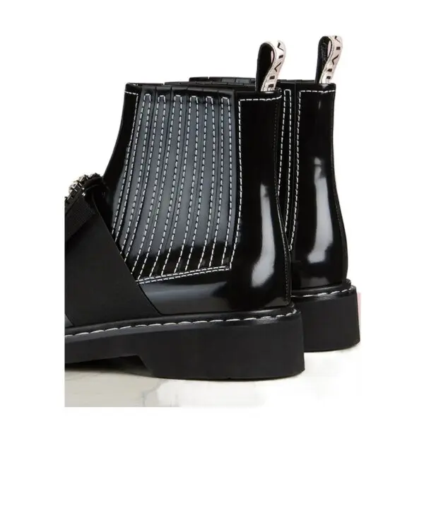 ROGER VIVIER Diamond-button Embroidered Cowhide Ankle Boots