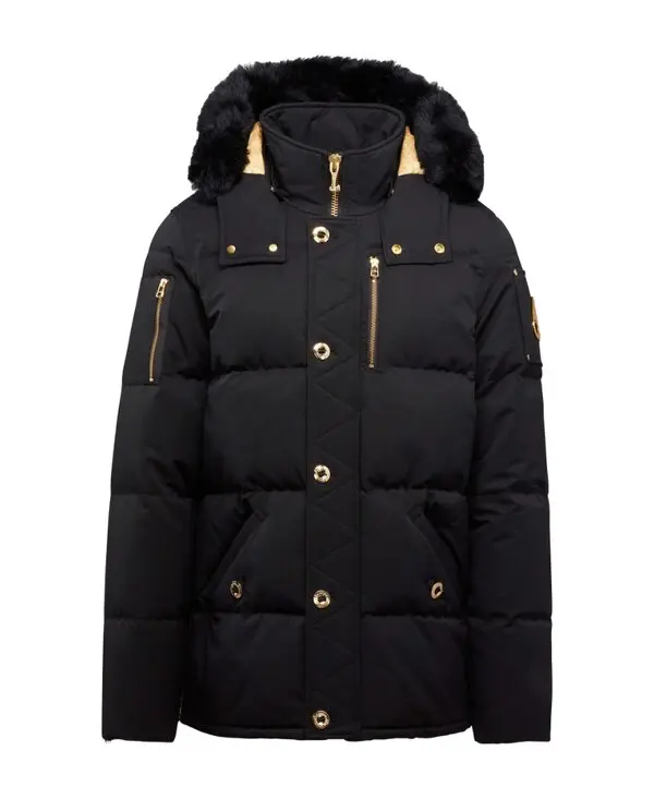 Moose Knuckles 3q Padded Jacket With Logo Plaque - Black