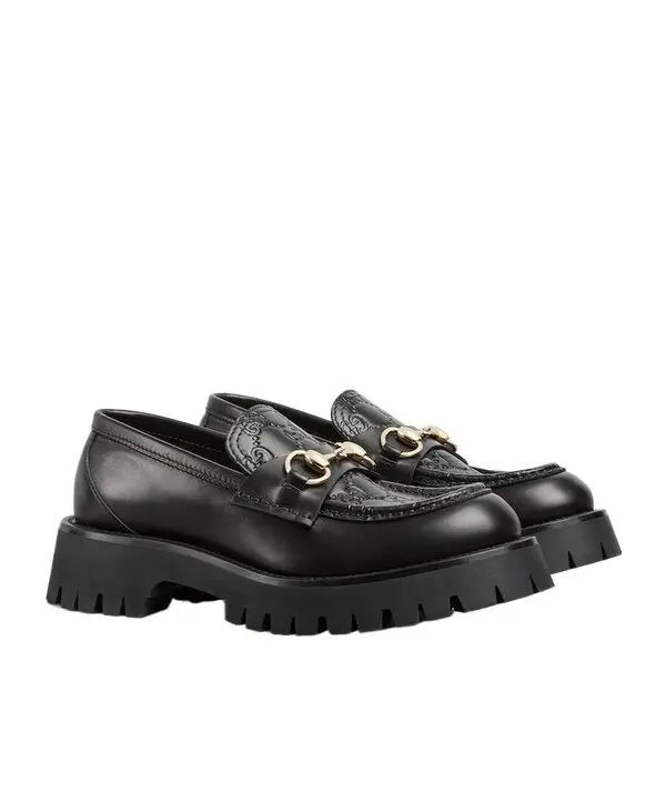 Gucci Lug Sole Horsebit Loafers