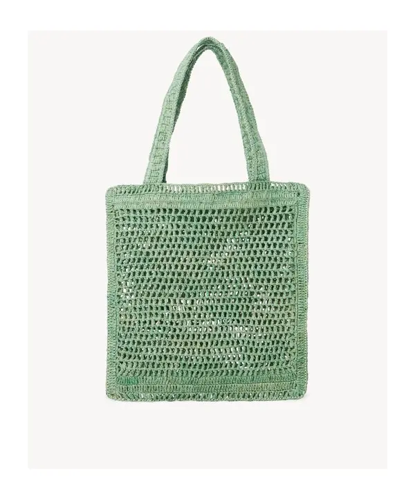 Chloé Woven Tote Bag With Logo Detail - Tea Green