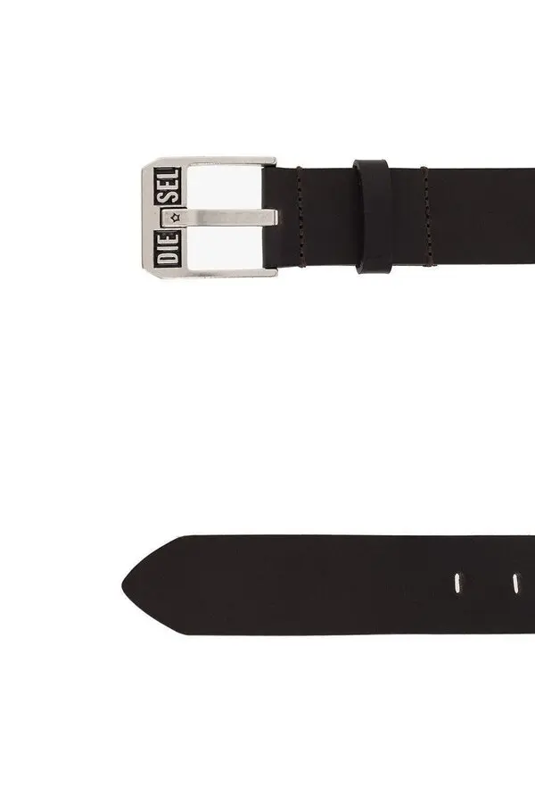 DIESEL® Logo Buckle Buffalo Leather Belt