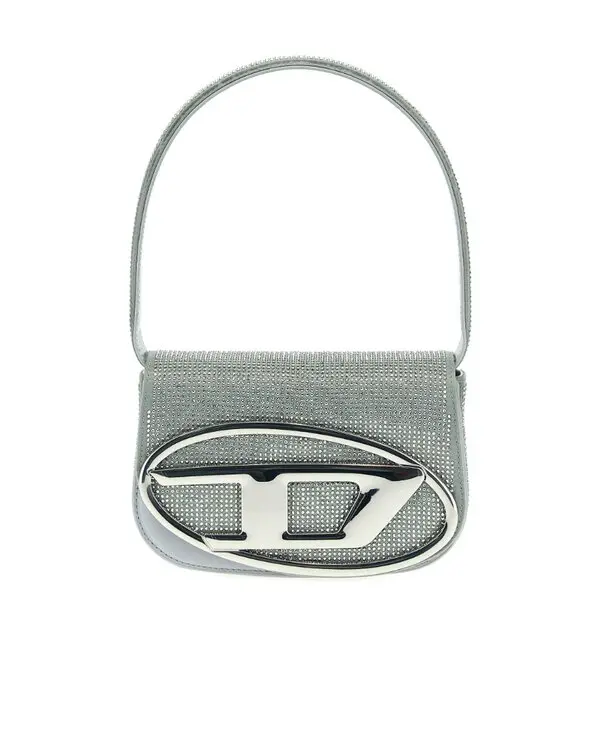 DIESEL® Embellished Logo Plaque Shoulder Bag - Gray
