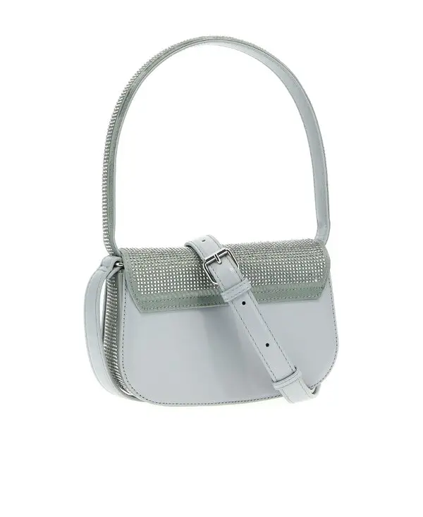 DIESEL® Embellished Logo Plaque Shoulder Bag - Gray