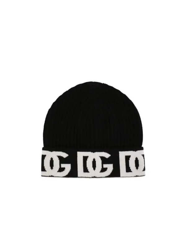 Dolce & Gabbana Dg Logo Jacquard Beanie - Black