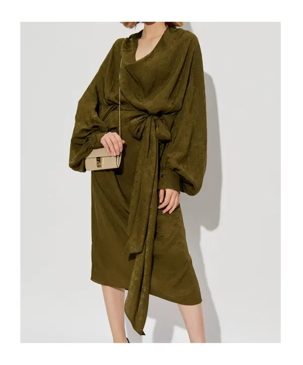 FERRAGAMO Long-sleeved Draped Dress With Slit Back