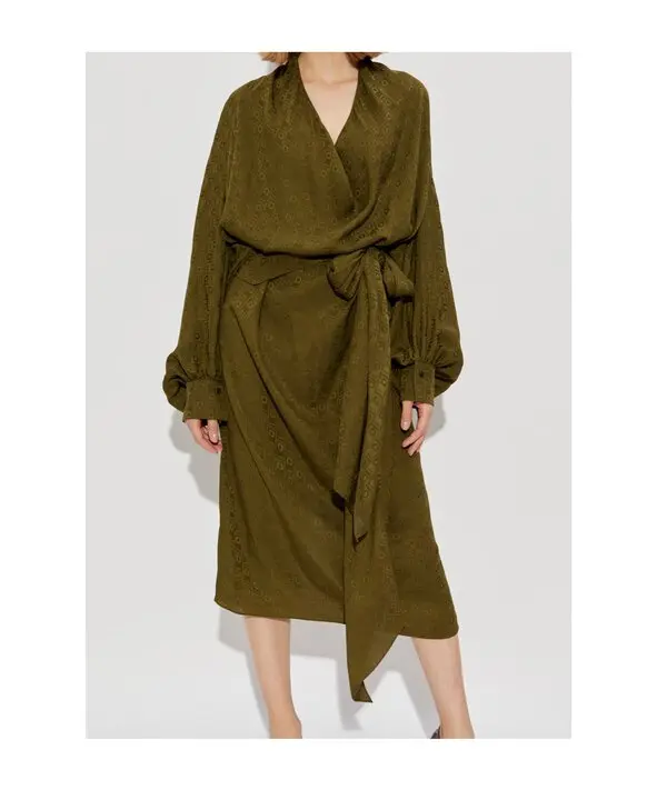 FERRAGAMO Long-sleeved Draped Dress With Slit Back