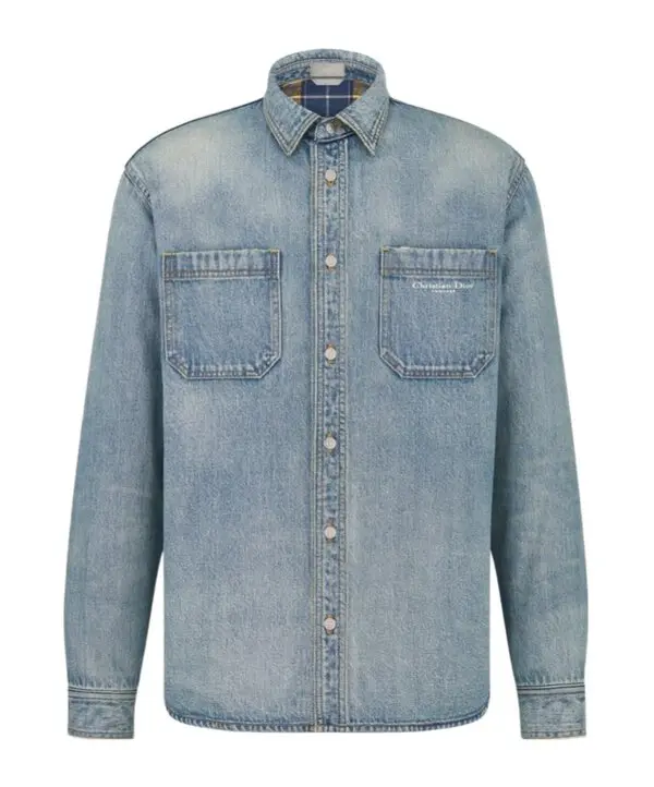 Dior Collared Long-sleeve Denim Shirt