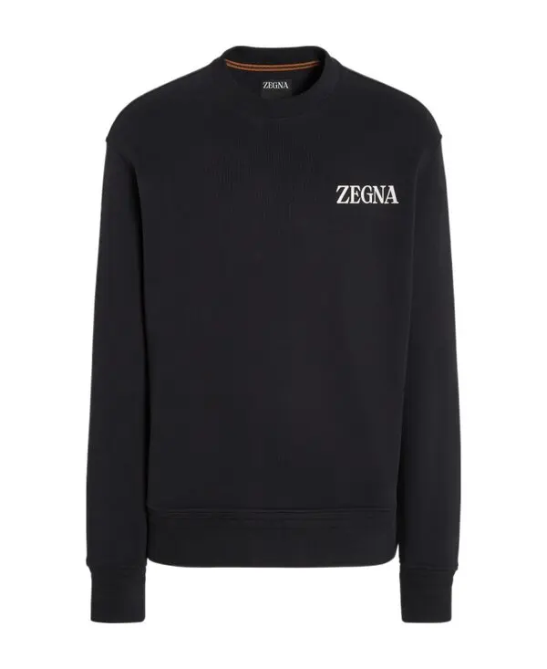 Zegna Logo Cotton Sweatshirt - Black