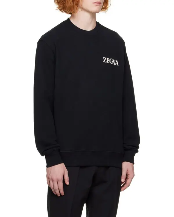 Zegna Logo Cotton Sweatshirt - Black