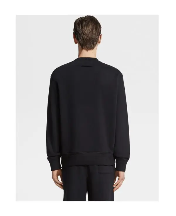 Zegna Logo Cotton Sweatshirt - Black