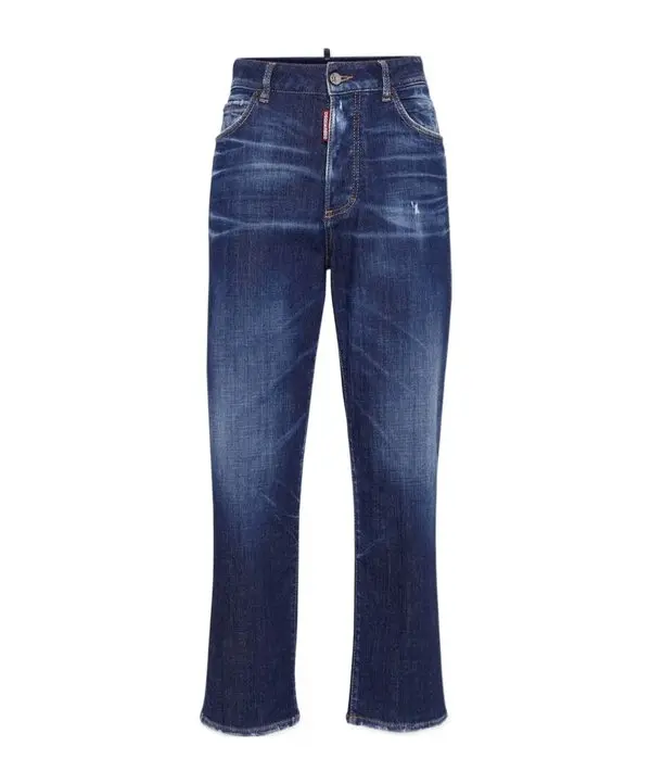 Dsquared2 Logo Patch Distressed Jeans - Blue