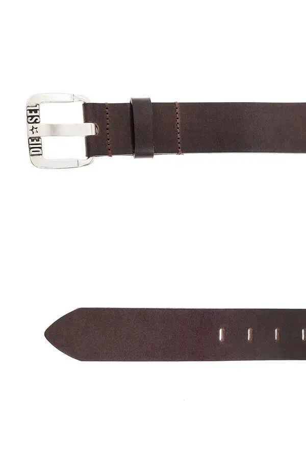 DIESEL® Logo Buckle Buffalo Leather Belt