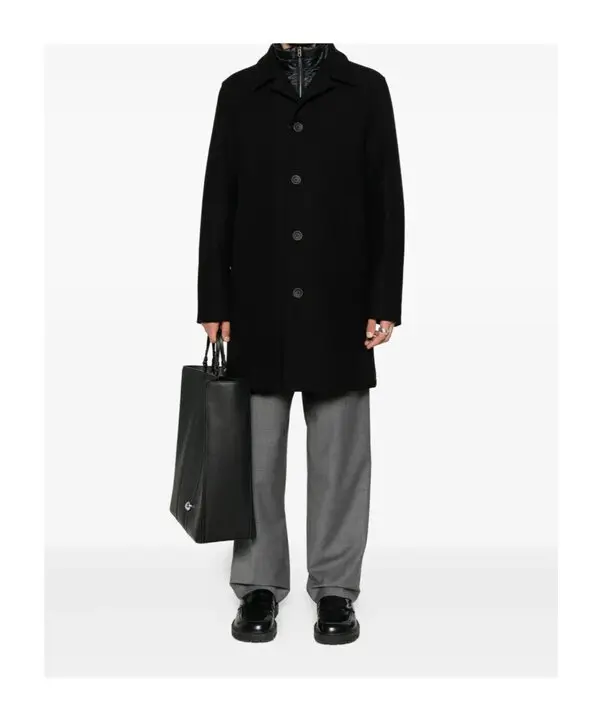 Herno Button-fastening Wool-blend Coat - Black