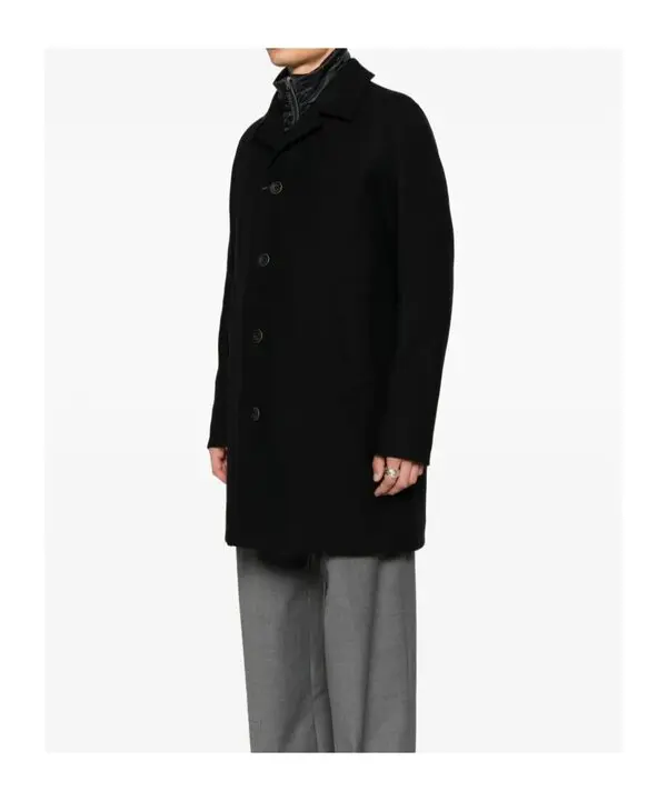 Herno Button-fastening Wool-blend Coat - Black