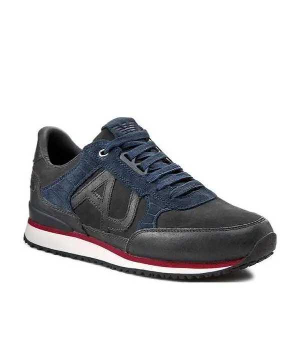 Emporio Armani Casual Sneakers With Logo Detail - Black
