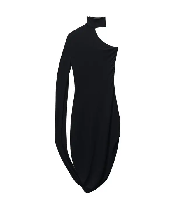 Alexander Wang One-shoulder Draped Midi Dress - Black