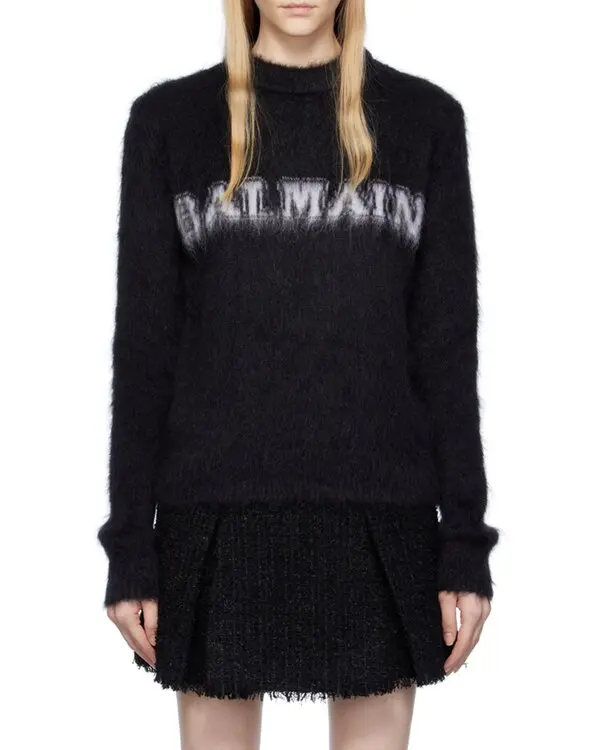 Balmain Logo Jacquard Crewneck Knitted Jumper