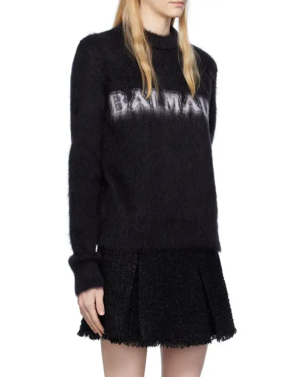 Balmain Logo Jacquard Crewneck Knitted Jumper