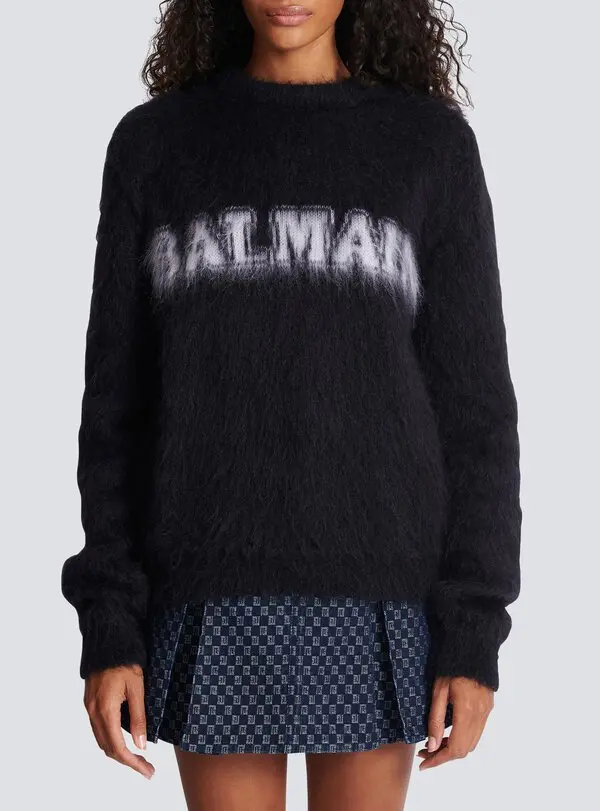 Balmain Logo Jacquard Crewneck Knitted Jumper