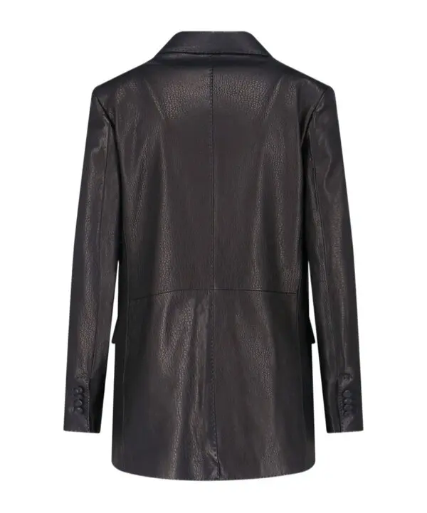 Tagliatore Double-breasted Leather Blazer - Black