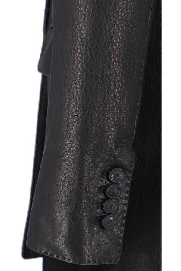 Tagliatore Double-breasted Leather Blazer - Black