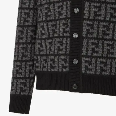 Fendi Monogrammed V-neck Cardigan - Black
