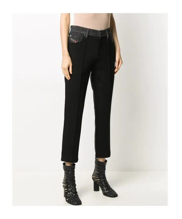 DIESEL® Contrast Waist Straight-leg Pants With Rear Logo Decal