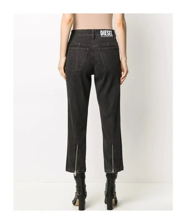 DIESEL® Contrast Waist Straight-leg Pants With Rear Logo Decal