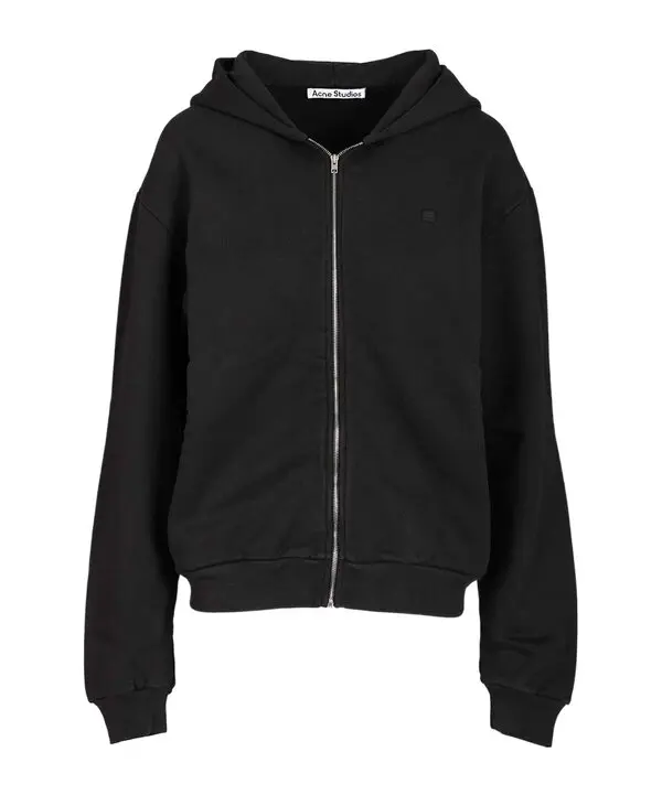 Acne Studios Zip-up Hoodie With Logo Detail - Black