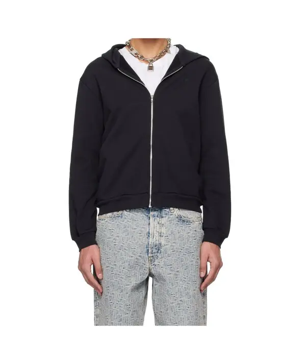 Acne Studios Zip-up Hoodie With Logo Detail - Black