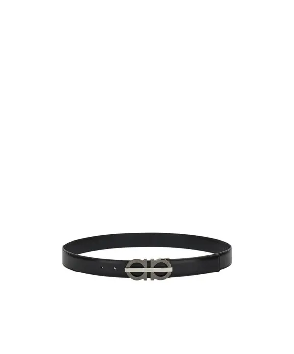 FERRAGAMO Reversible Gancini Buckle Belt - Black