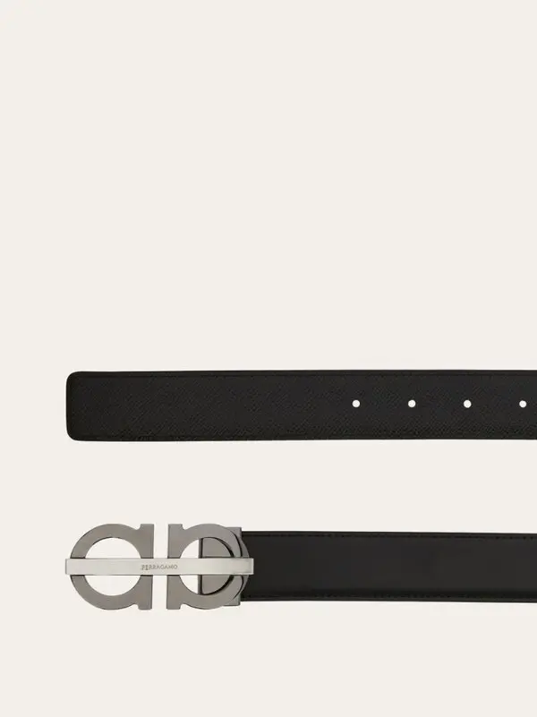 FERRAGAMO Reversible Gancini Buckle Belt - Black