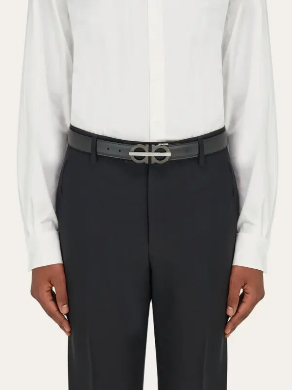FERRAGAMO Reversible Gancini Buckle Belt - Black