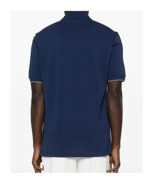 Brunello Cucinelli Logo Detailed Short-sleeved Polo Shirt - Blue