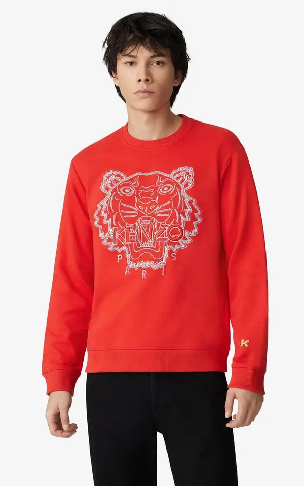 Kenzo Embroidered Tiger Crewneck Sweatshirt - Red