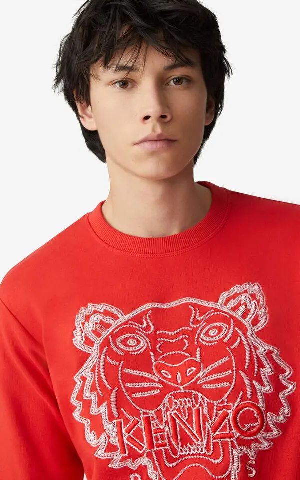 Kenzo Embroidered Tiger Crewneck Sweatshirt - Red