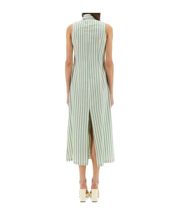 ALYSI Striped Button-down Midi Dress