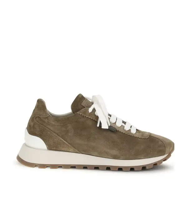 Brunello Cucinelli Suede Bead-embellished Sneakers