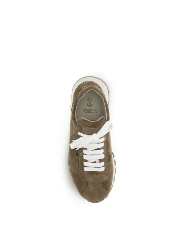 Brunello Cucinelli Suede Bead-embellished Sneakers