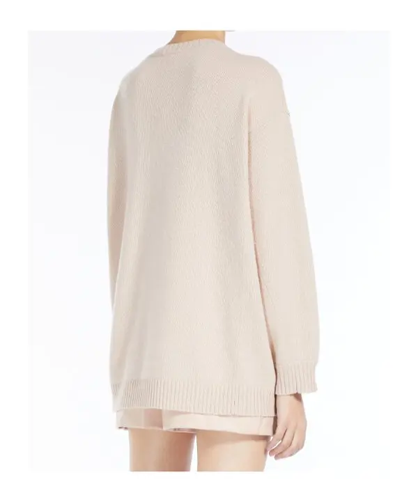 Max Mara Wool-cashmere Blend Jumper With "1951" Graphic - Nude