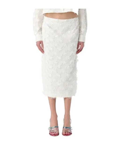 MSGM Appliqué Detail Rear Slit Midi Skirt