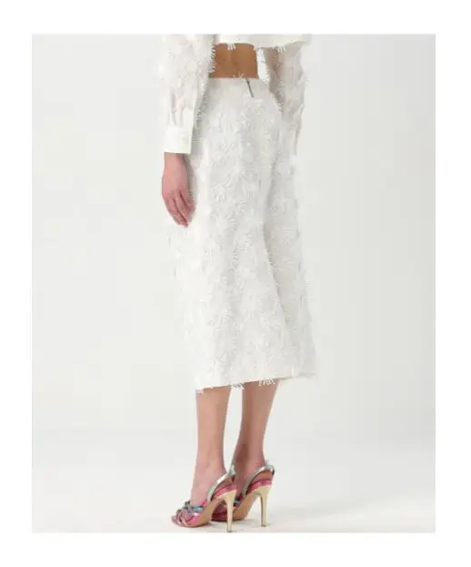 MSGM Appliqué Detail Rear Slit Midi Skirt