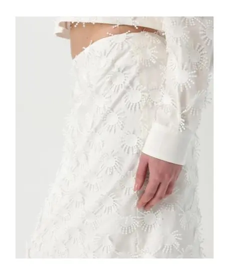 MSGM Appliqué Detail Rear Slit Midi Skirt