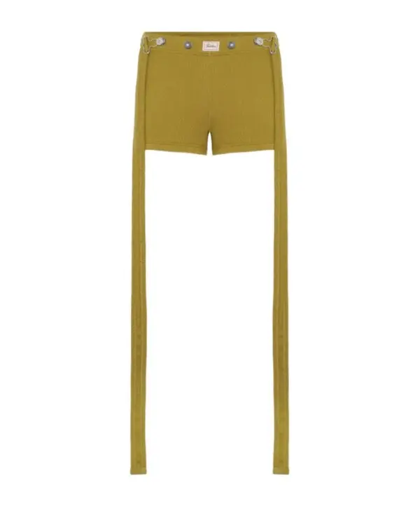 JEAN PAUL GAULTIER Ribbed Patch-detail Trousers - Green
