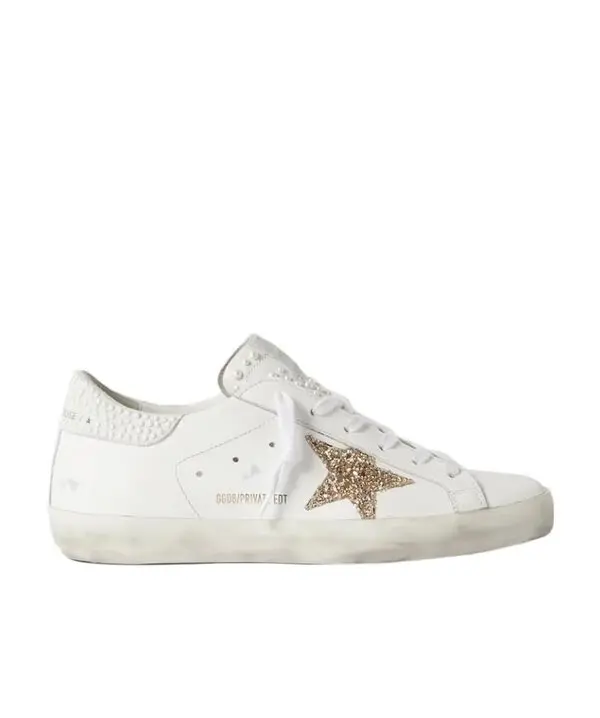 GOLDEN GOOSE Super-star Embellished Sneakers - White