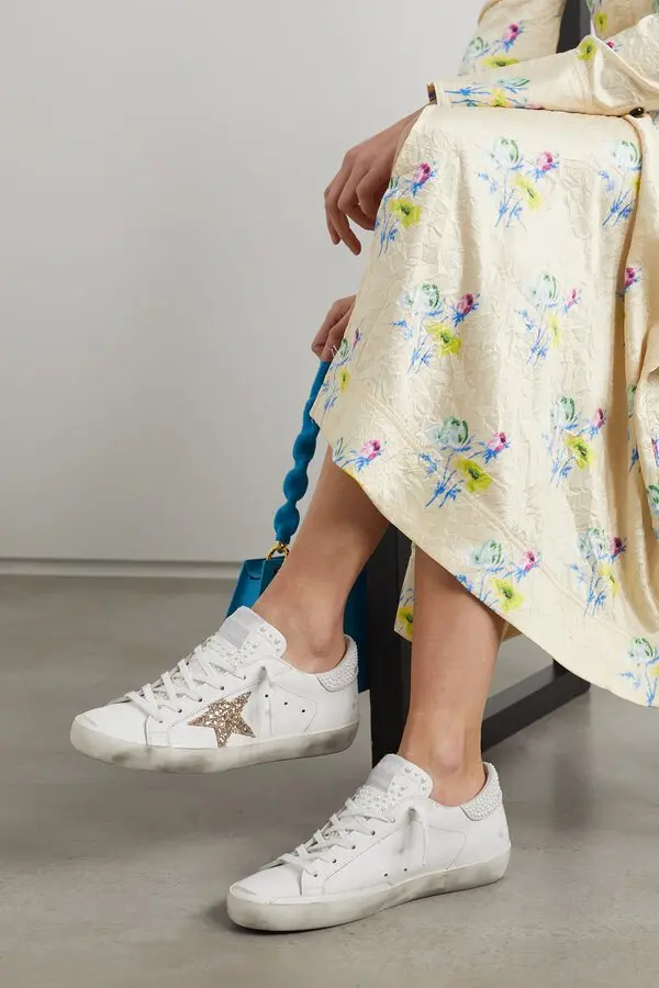 GOLDEN GOOSE Super-star Embellished Sneakers - White