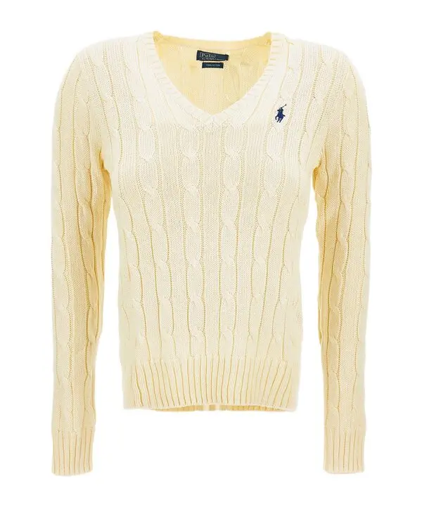 Polo Ralph Lauren V-neck Cable Knit Jumper - Beige
