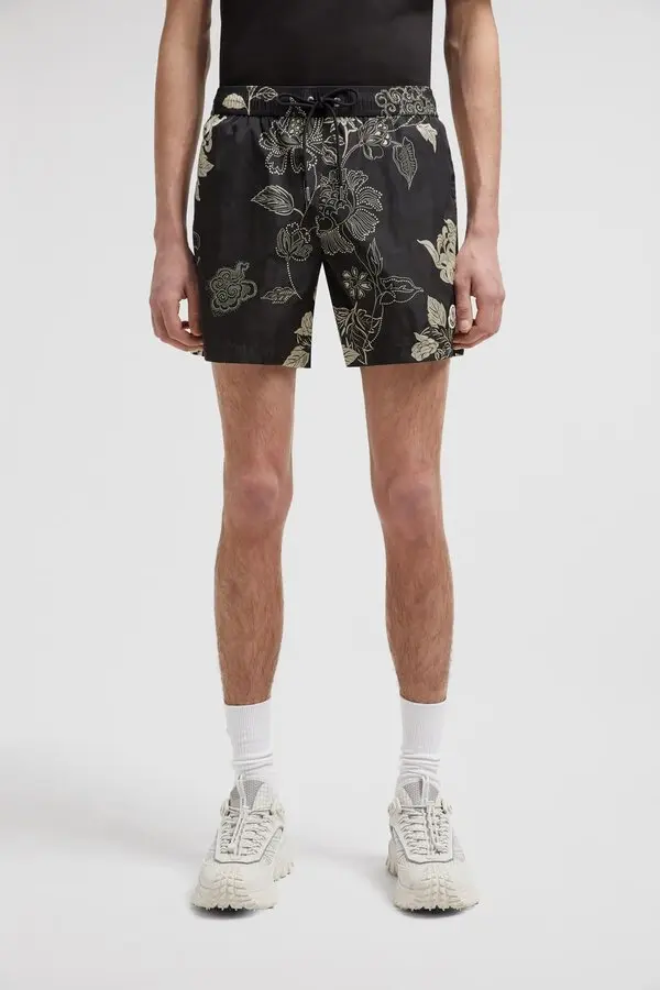 Moncler Floral Print Swim Shorts - Black