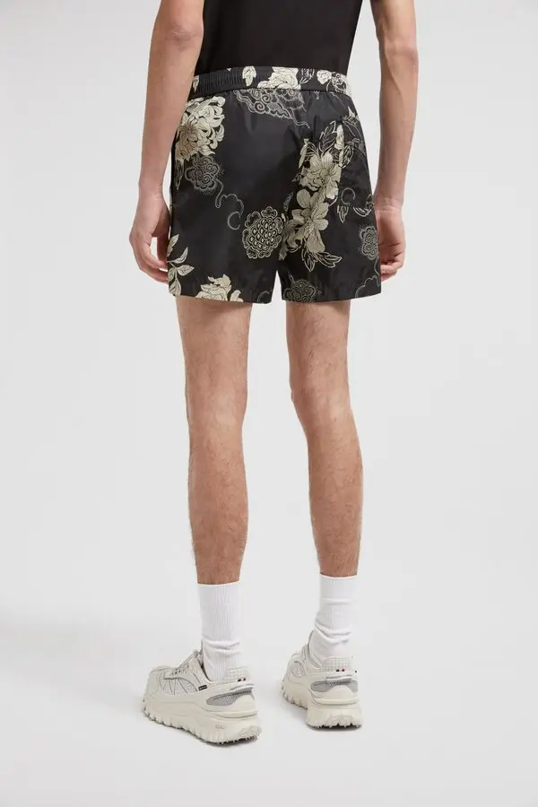 Moncler Floral Print Swim Shorts - Black