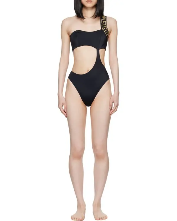 Versace One Piece Cut Out Swimsuit - Black